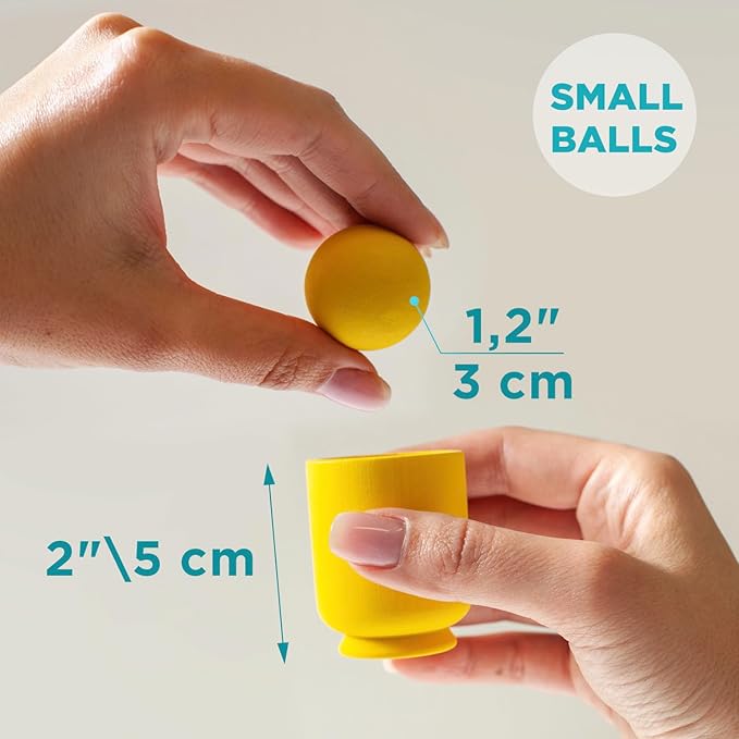 Rainbow Balls in Cups Toddler Montessori Toys, Kids Preschool Wooden M ...